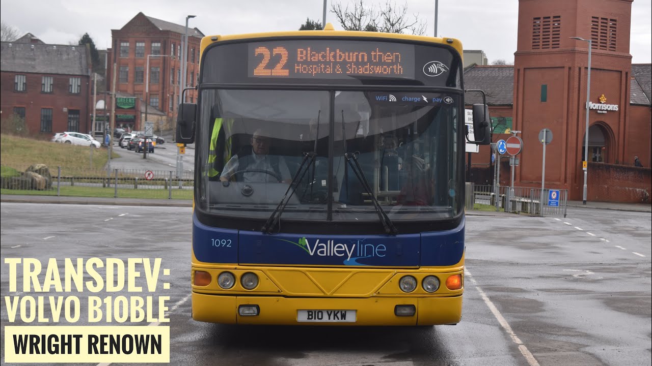 Blackburn bus company B10YKW 1092 Volvo B10BLE Wright Renown (uphill ...