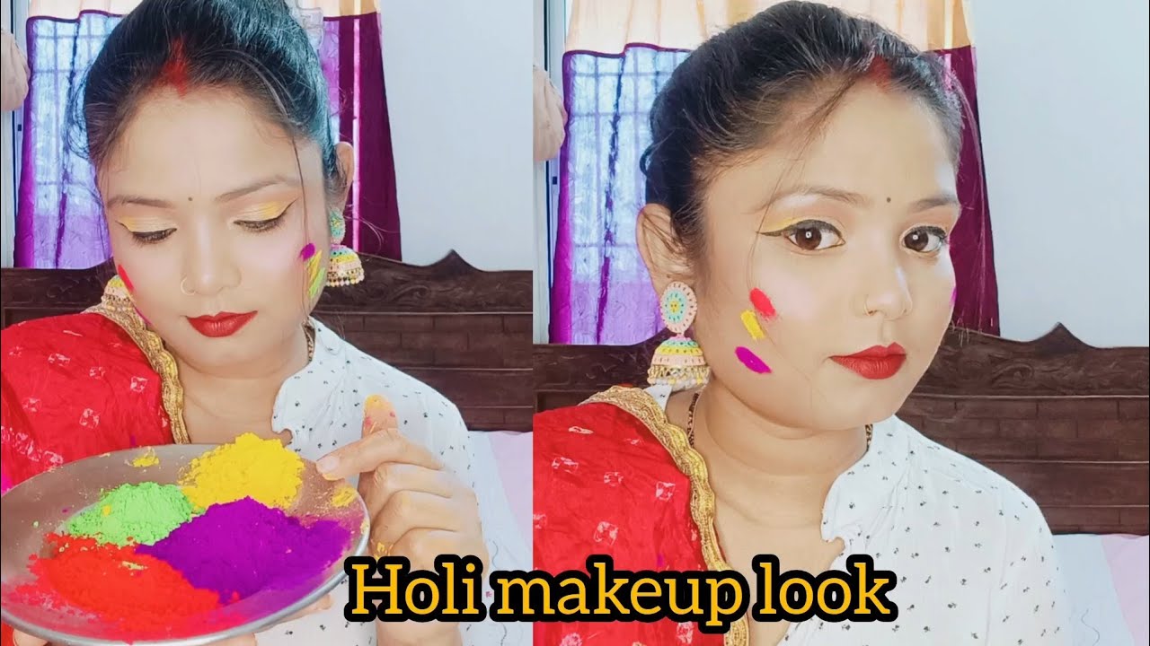 Holi Makeup Look || Indian Makeup Look Holi - YouTube