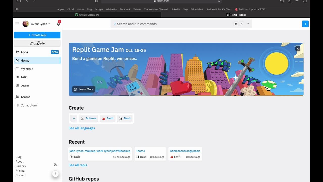 Using Git and Swift REPL for Absent Students - YouTube