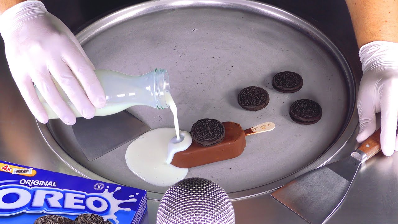 ASMR - Magnum & Oreo Ice Cream Rolls | how to make Magnum Popsicle to ...