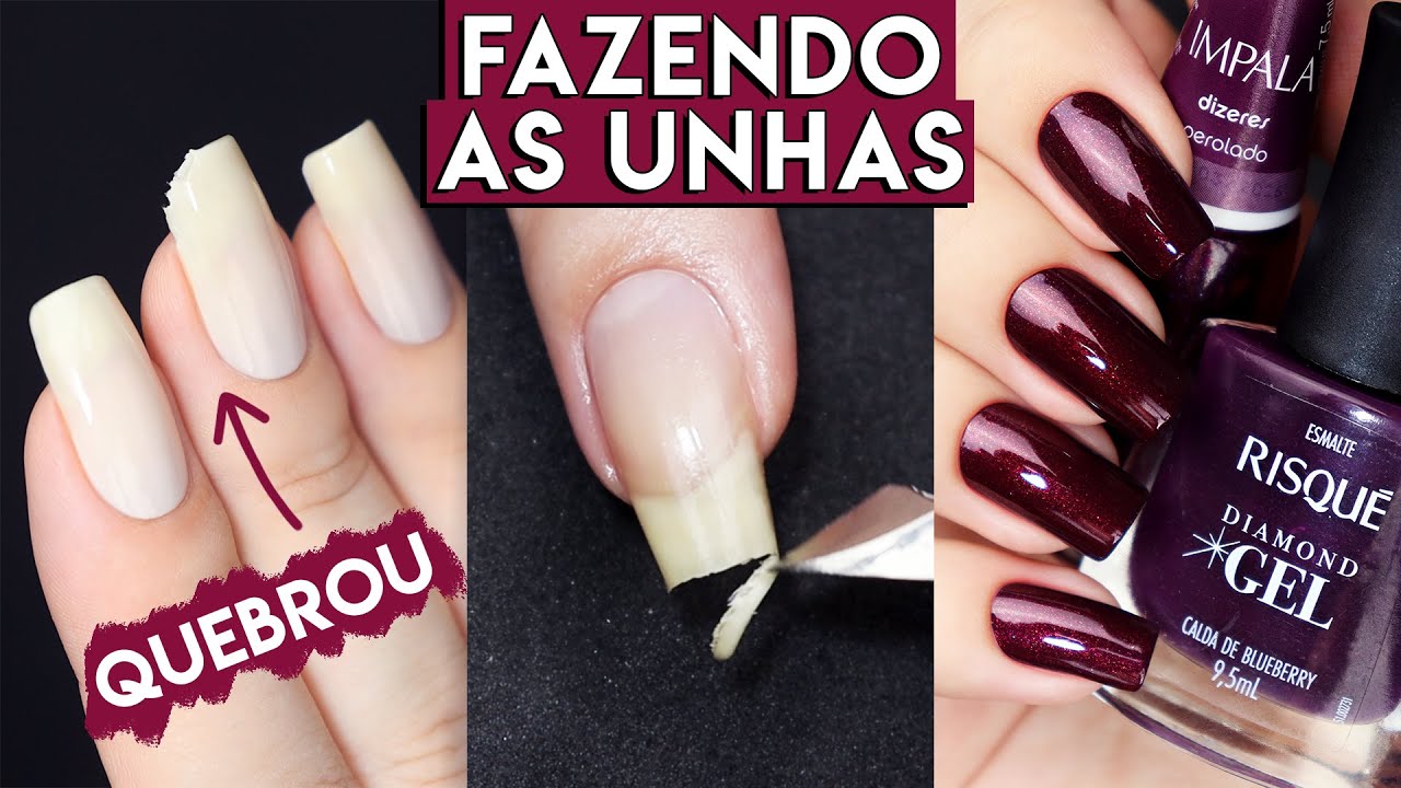 LIXEI minha UNHA QUEBRADA e Apliquei uma MISTURINHA DE ESMALTES com ...