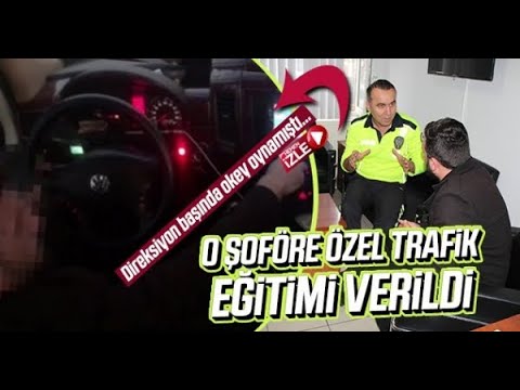 Araba Sürerken Cep Telefonu ile okey oynayan şoföre Polisler trafik eğitimi verdi...
