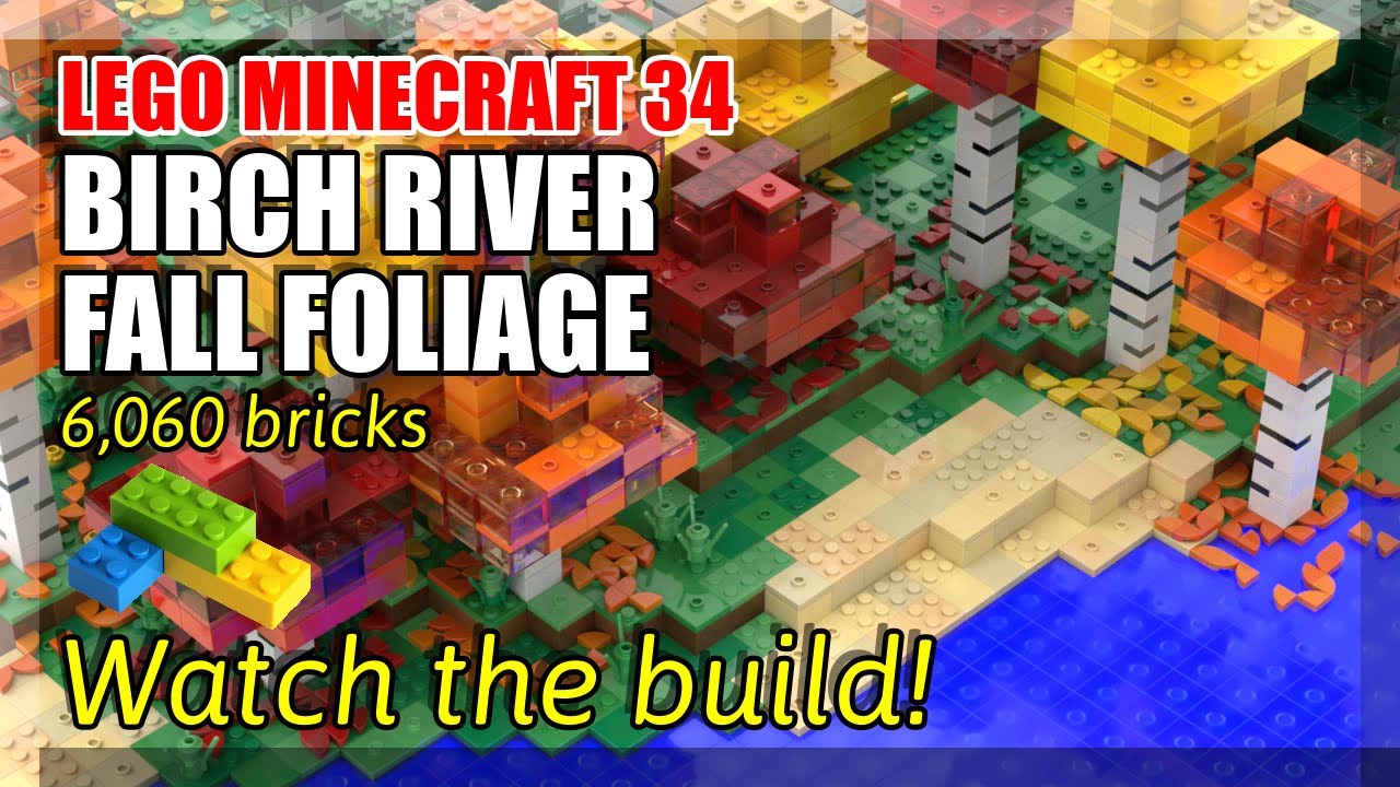 [#34] Birch River Fall Foliage in Lego Minecraft - YouTube