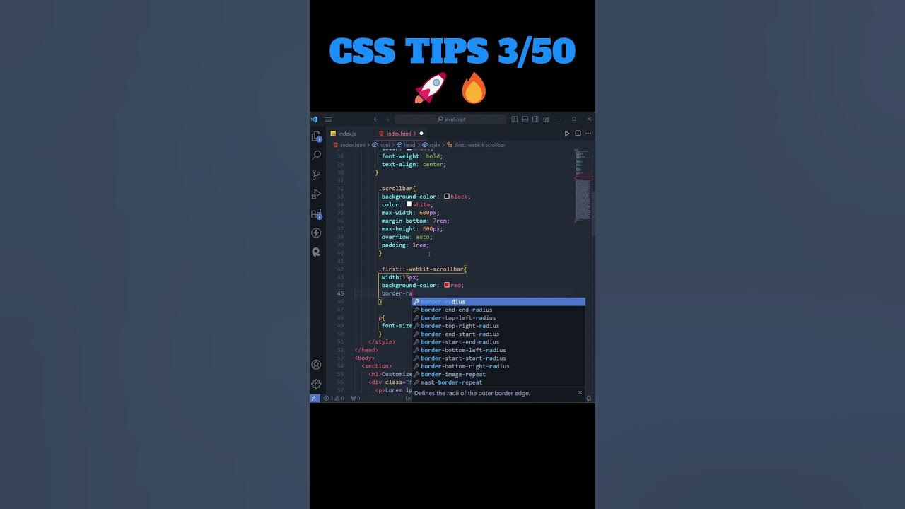 Css Tips 🔥😎🚀👨‍💻 3 50 How To Customize Scrollbar Html And Css Hindi Shorts Html Css