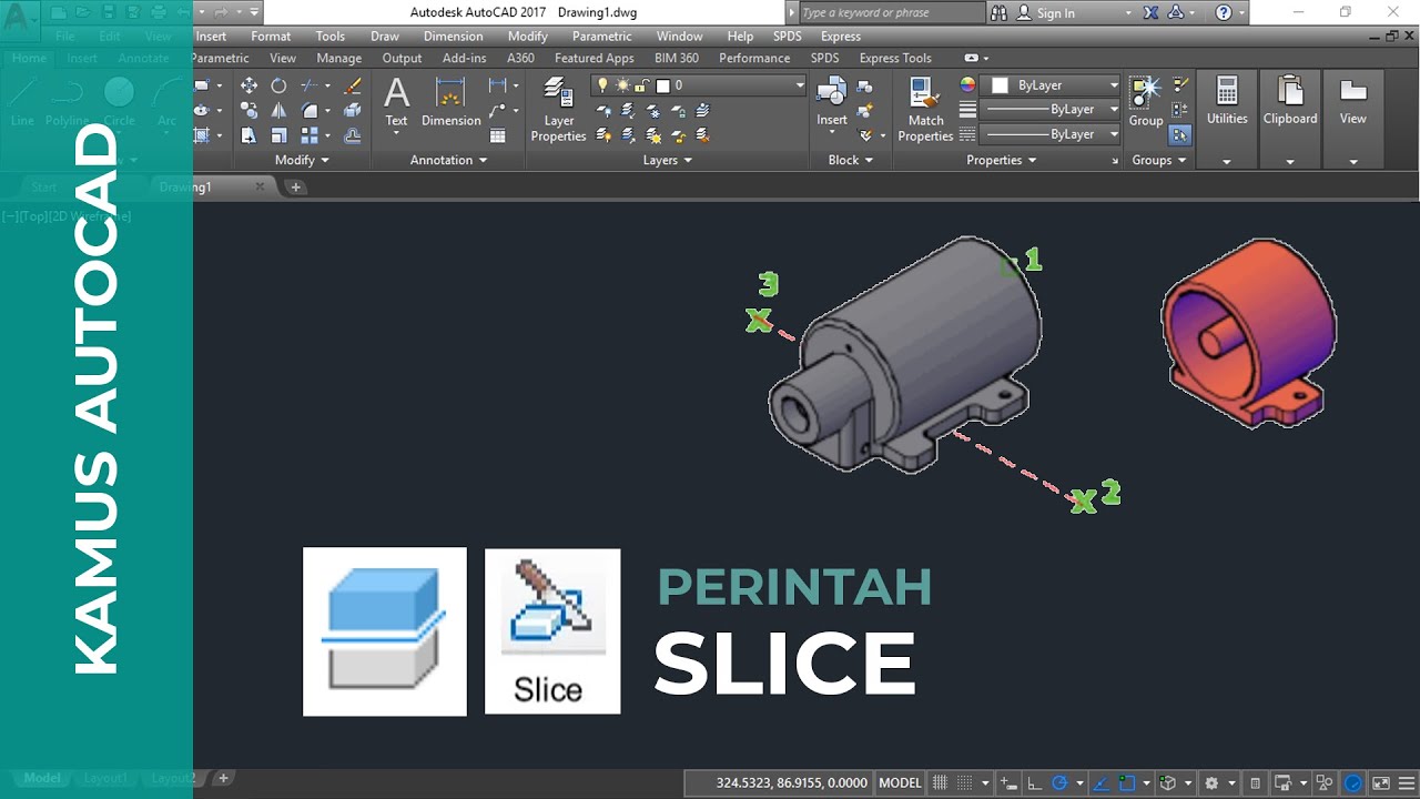 Cara Menggunakan Perintah SLICE di AutoCAD | Penjelasan Lengkap Semua ...