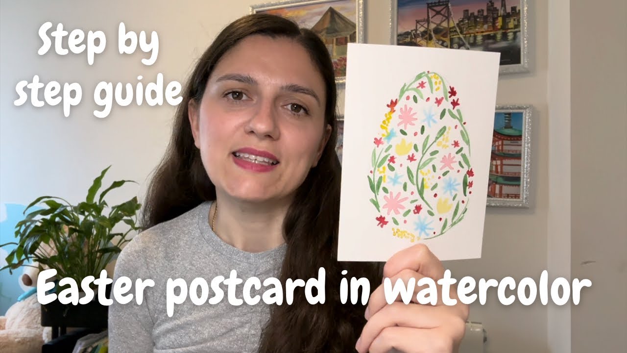 Easy Easter Postcard in watercolor | Step by step guide | How to paint Easter cards - YouTube