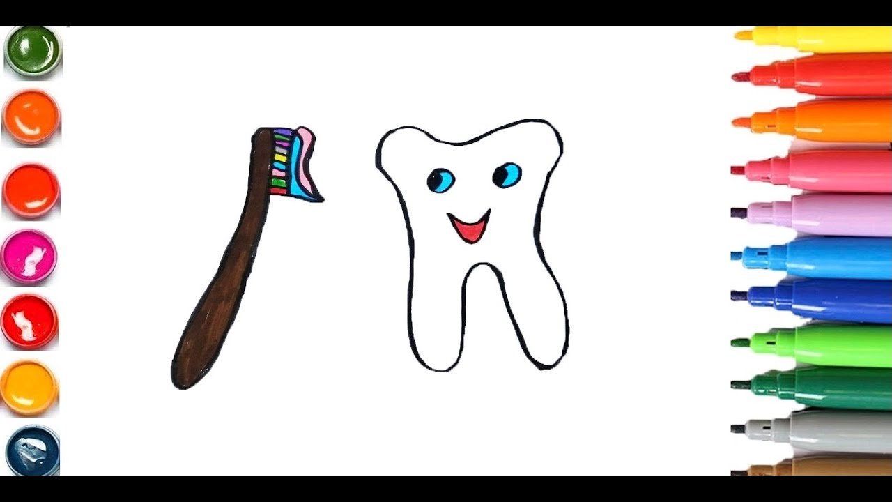 How to Draw a Tooth for Kids Step-by-Step Tutorial for Beginners Easy ...