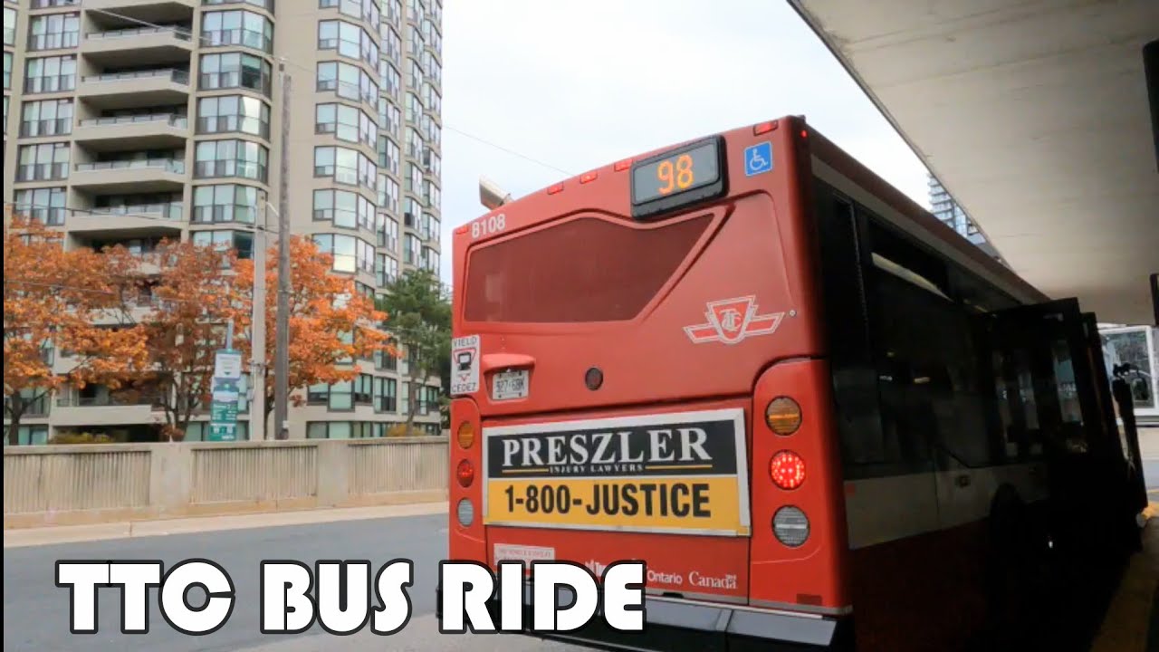TTC Route 98 Bus Ride From Cactus Ave & Green Bush Rd to Sheppard-Yonge ...