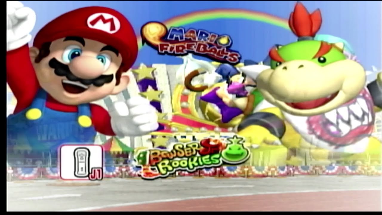 Mario Super Sluggers: Mario Fireballs vs Bowser Jr. Rookies Gameplay HD ...