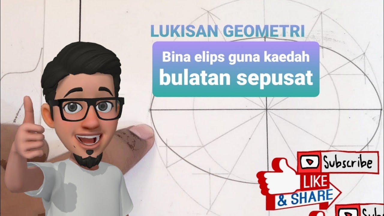 LUKISAN GEOMETRI / ELIPS #01 Bina elips guna kaedah bulatan sepusat ...