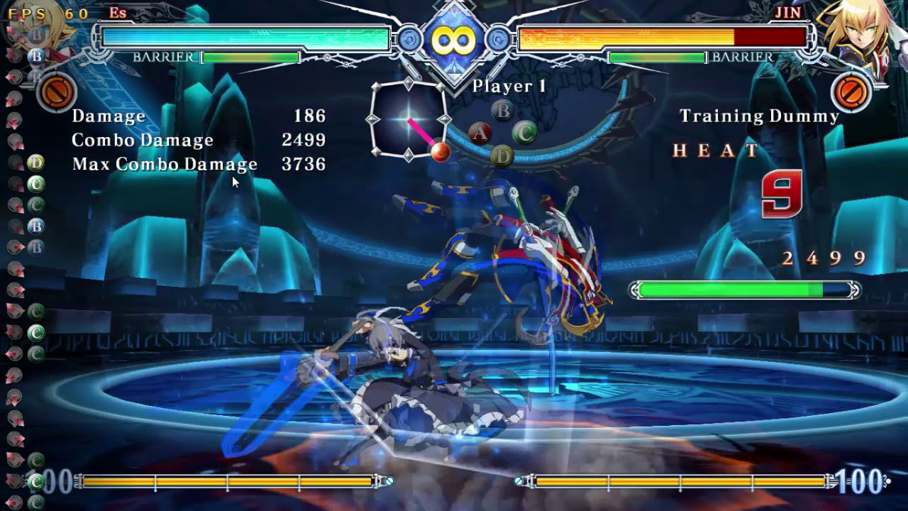 BBCF - Es 5B midscreen Combo - YouTube