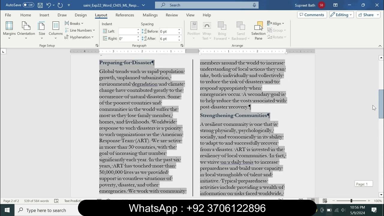 Exp22_Word_Ch05_ML_Response 1.2 | Exp22 Word Ch05 ML Response 1.2 | @HomeWork Solution - YouTube