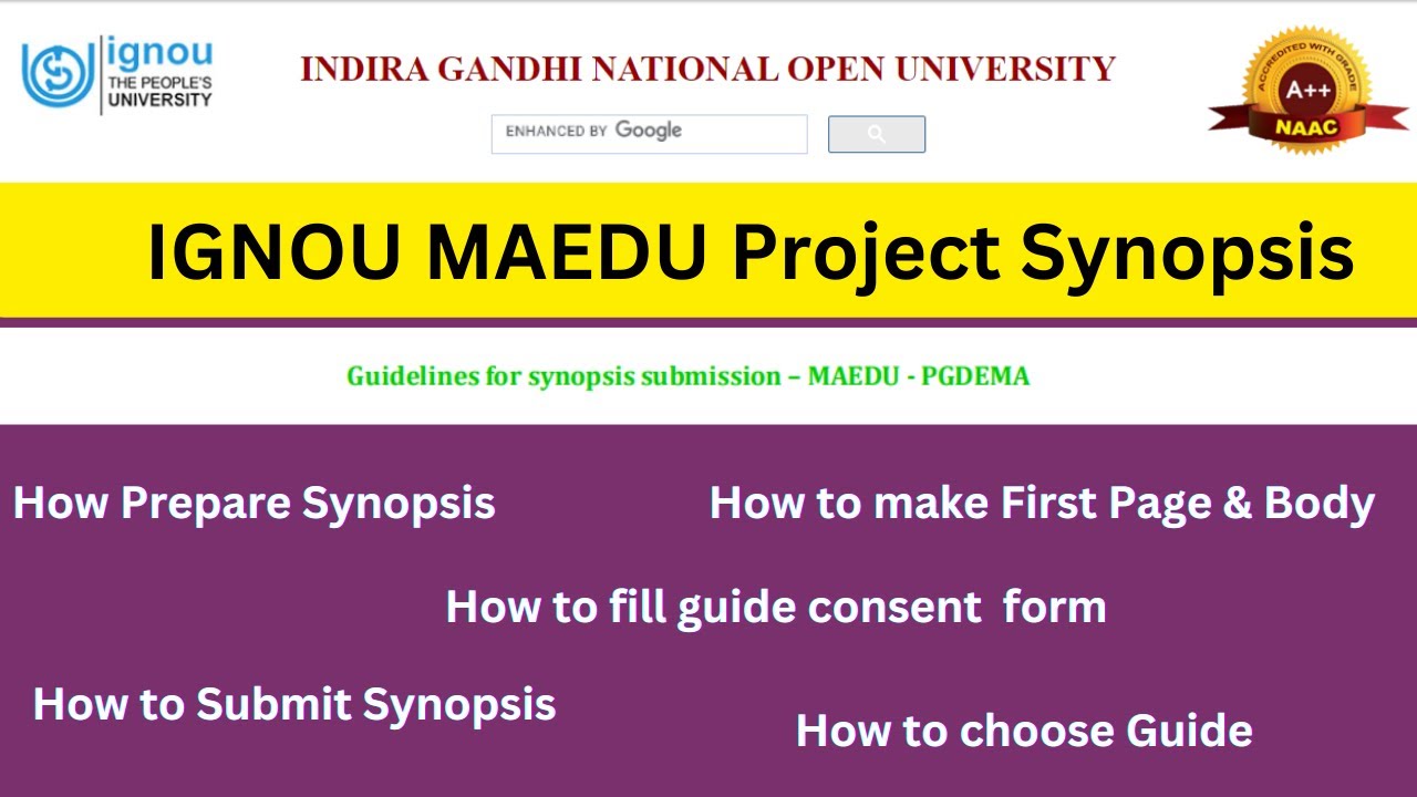 How to Prepare MAEDU Project Synopsis | How to Submit MAEDU Project ...