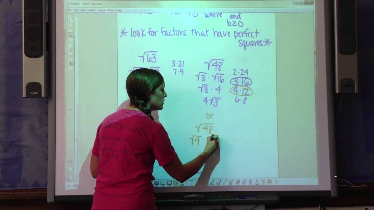Pre-Algebra 9.2 Simplifying Square Roots - YouTube
