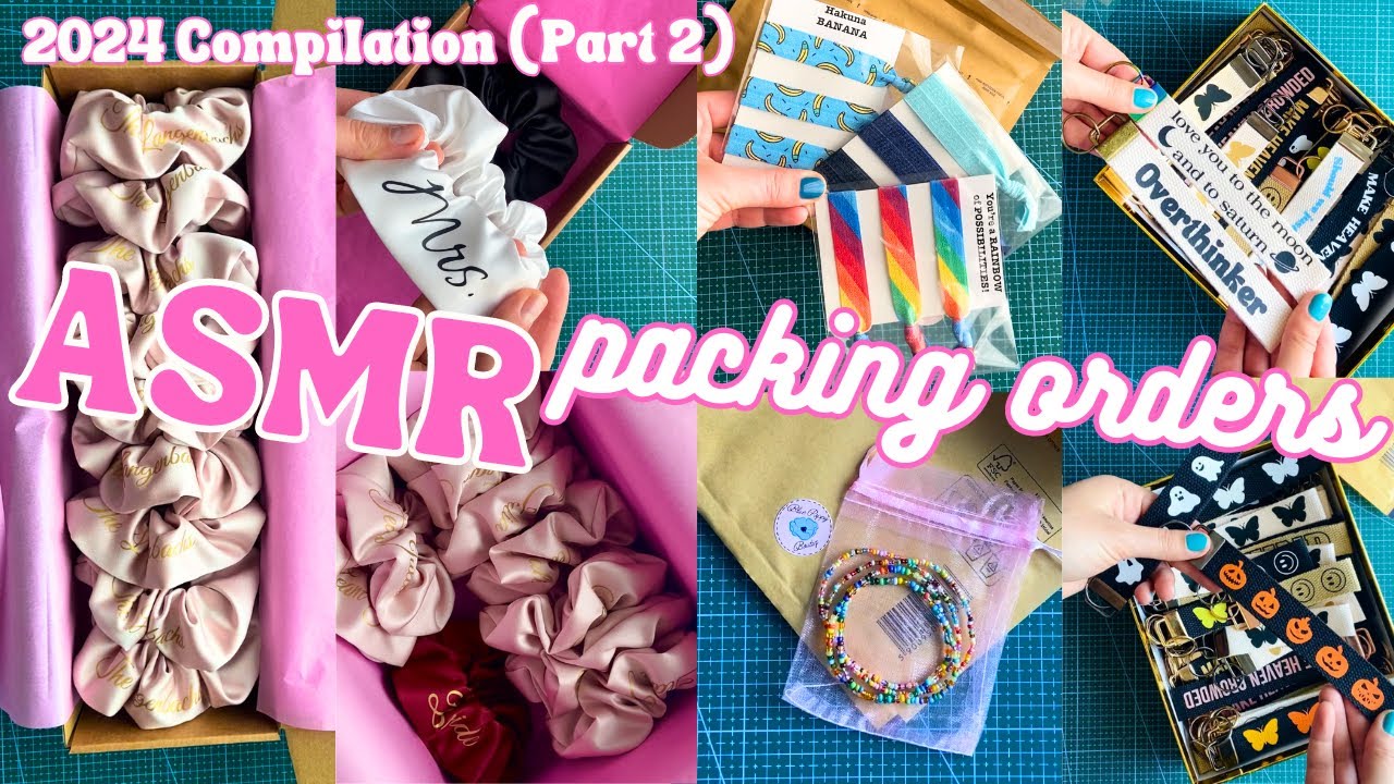 ASMR Packing Orders 2024 Compilation (Part 2) | ASMR Pack Orders With Me | Hair Scrunchies ...
