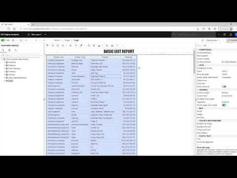 IBM Cognos Analytics 11.2 BASIC LIST REPORT DEMO - YouTube