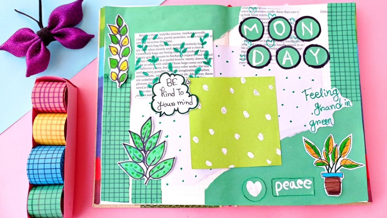 Journaling with handmade supplies | Green Journal | Journal with me ...