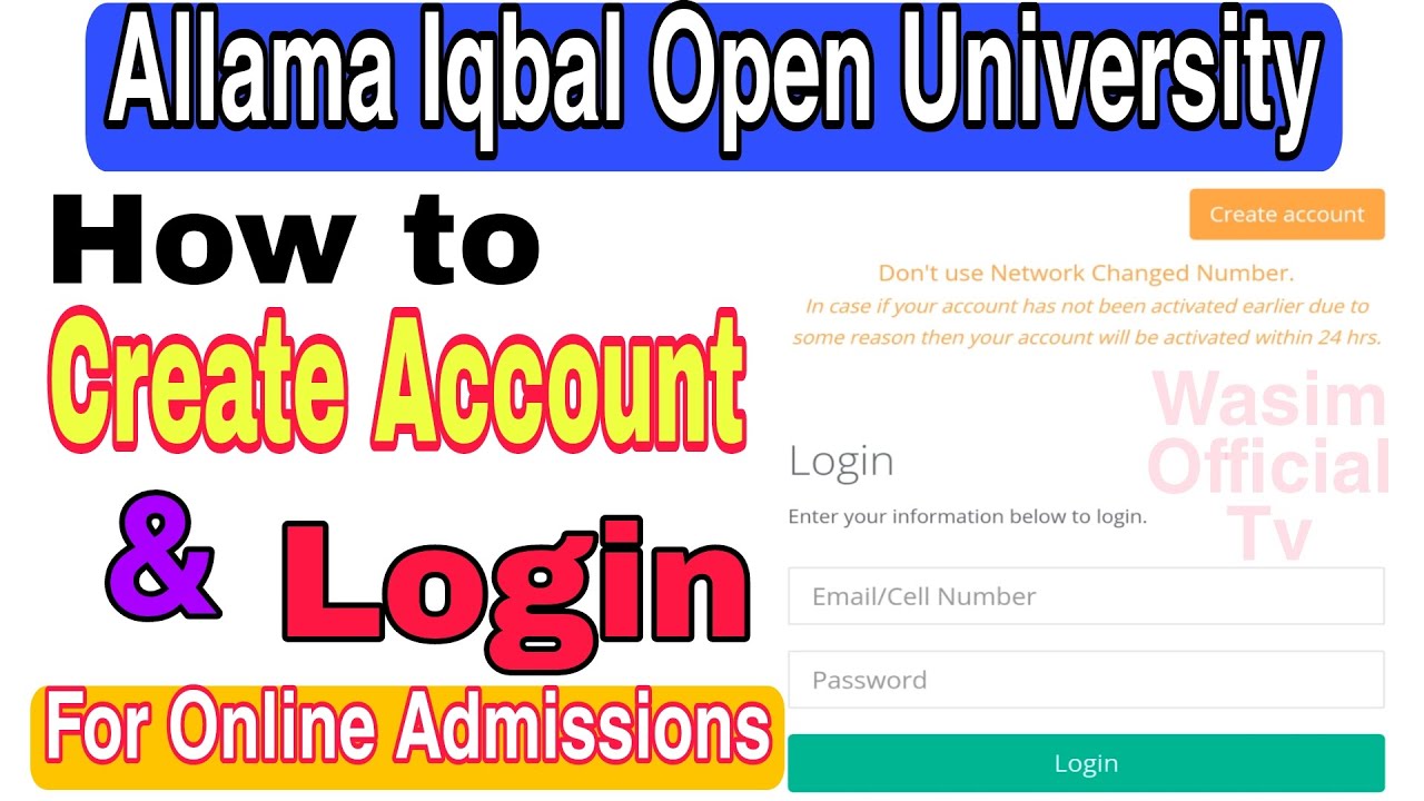 How to Create AIOU Account for Online Admission || How to Login AIOU ...
