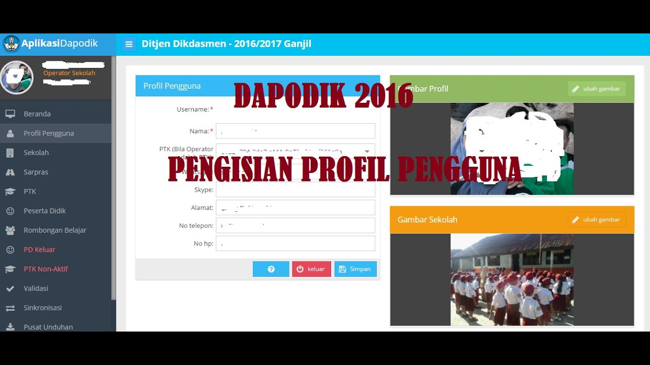 Dapodik 2016, Cara Pengisian Dapodik ~ Profil Pengguna [Dapodik Versi ...