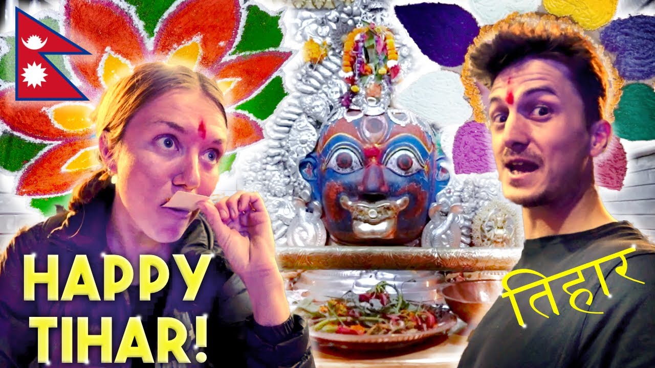 KATHMANDU DURING TIHAR (trying street food and meeting locals) - YouTube