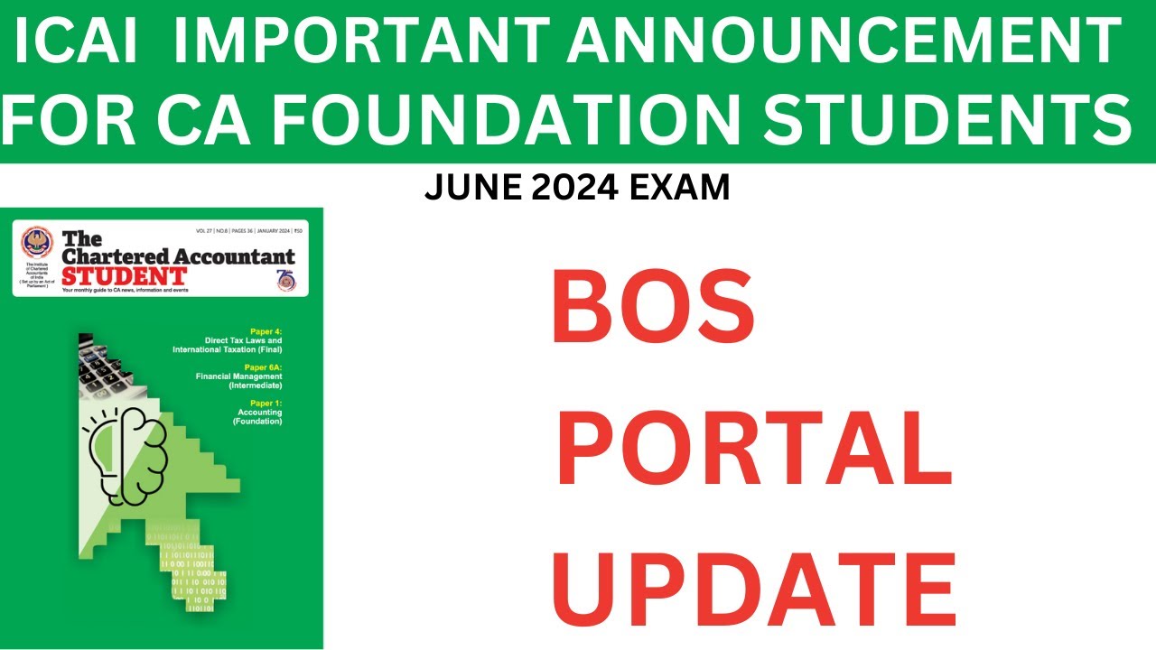 ICAI IMPORTANT ANNOUNCEMENT FOR ALL CA FOUNDATION STUDENTS FOR JUNE ...