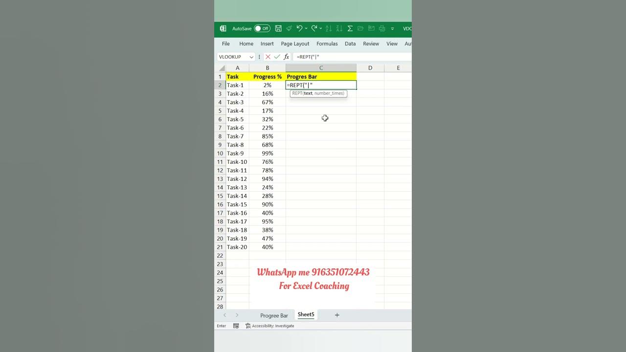 Progress bar graph in excel - YouTube