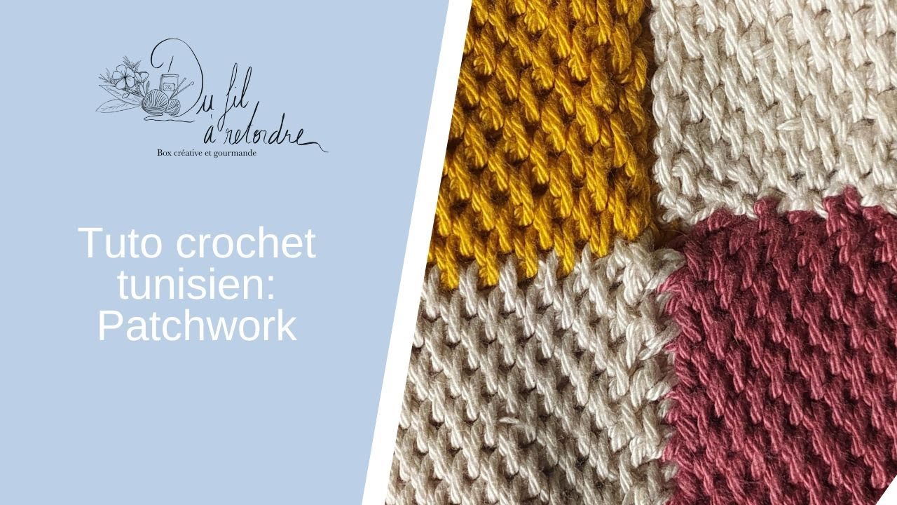 Patchwork au crochet tunisien - YouTube