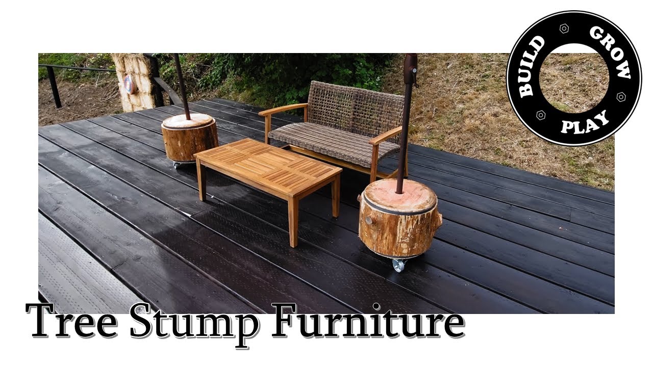 Tree Stump Side Table / Umbrella Stand - YouTube