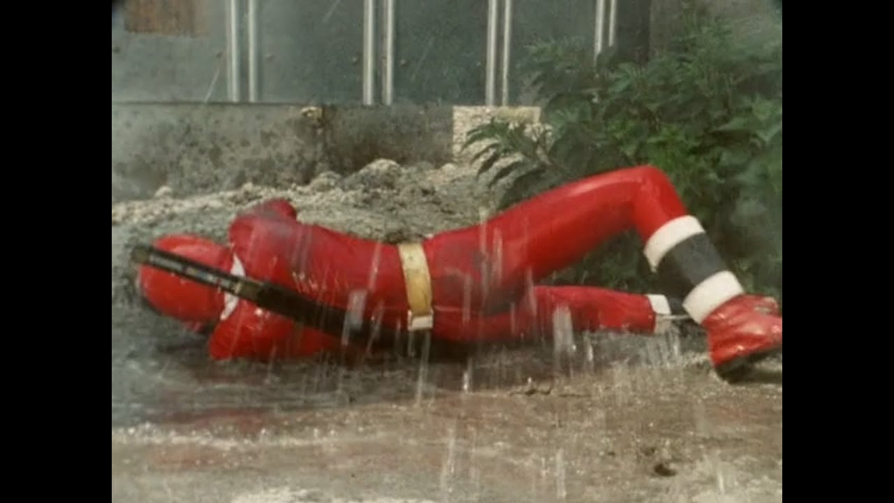 red ranger defeated in mud water, lost power, sentai kakuranger, power ...