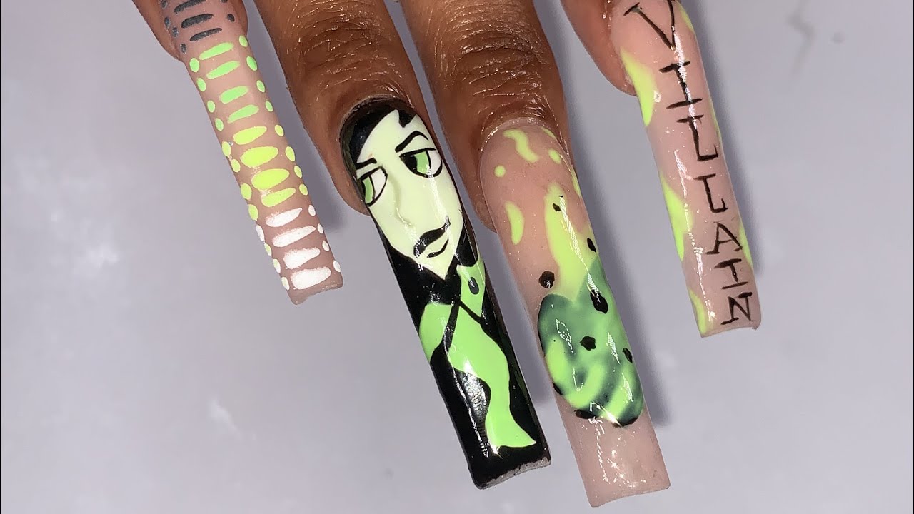 Shego Character Nail Art Tutorial | Nail Gems - YouTube