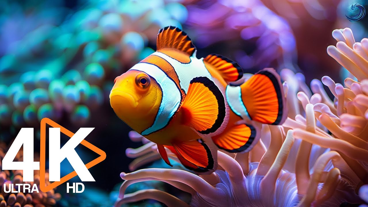 Coral Reef Aquarium In 4K HDR Relax Meditation Sleep RELAXING PIANO ...