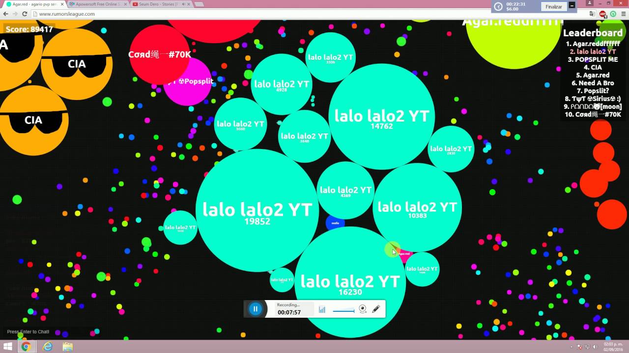 agar.red jugandodo con un fan top 1# - YouTube