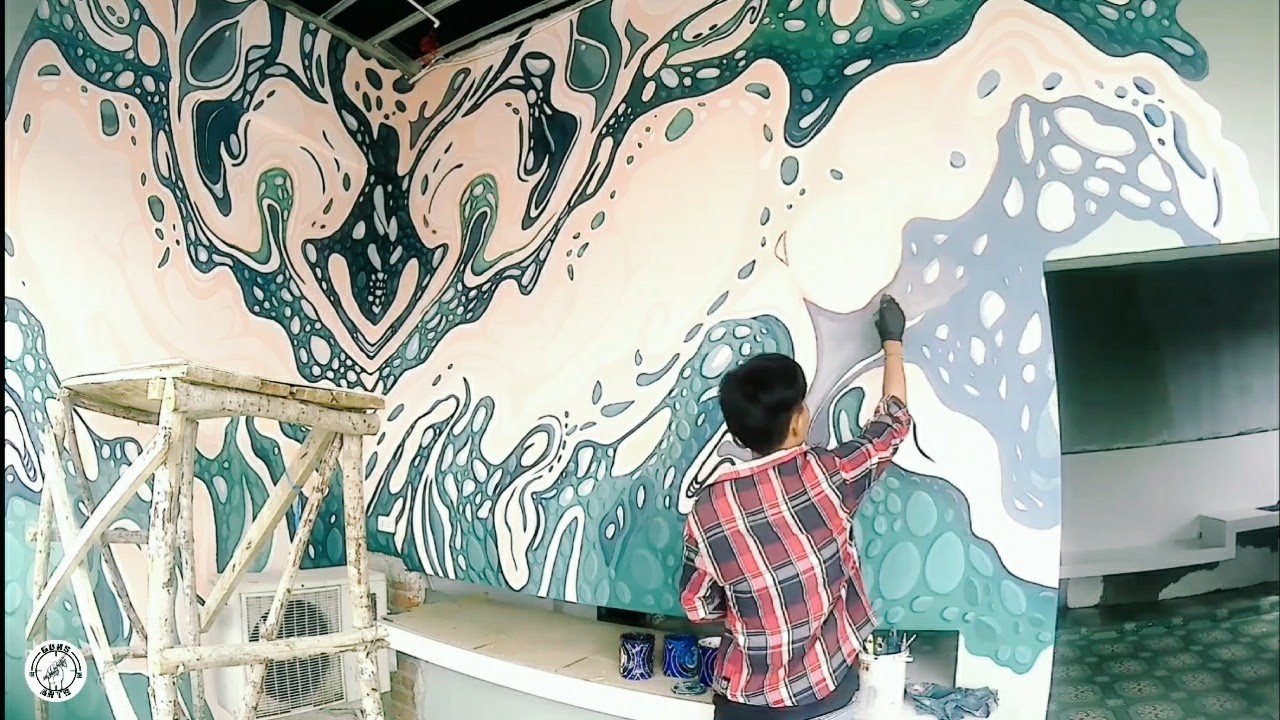 MELUKIS ABSTRAK diDINDING ( mural abstract ) Kala Senja coffee vol #1 ...