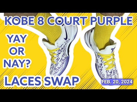 Kobe 8 Protro Court Purple Lakers Colorway Laces Swap - YouTube