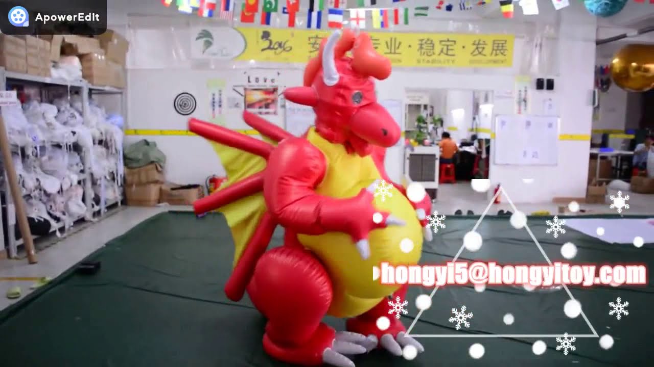 Hongyi X Inflatable red dragon suit - YouTube