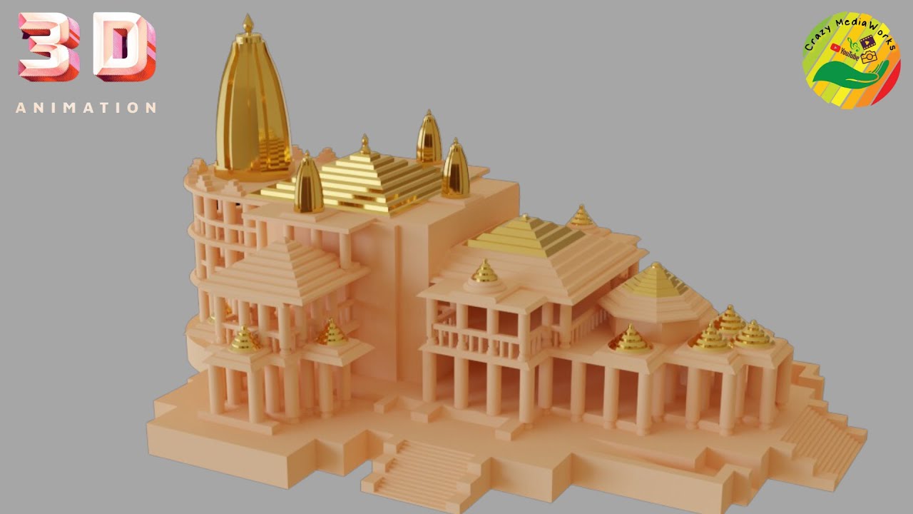 Ayodhya Ram Mandir 3D Animation walk through || 3D Model With Animation ...