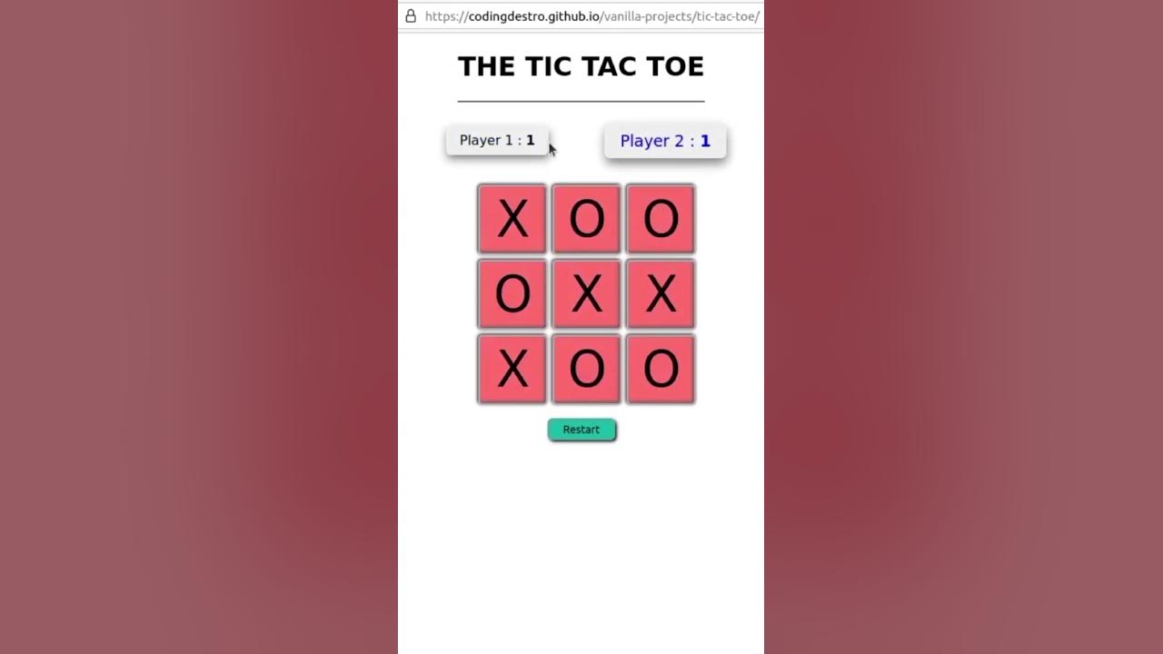 Tic Tac Toe In Html Css Js Fact Html Javascriptcoding Programmingfun Youtube