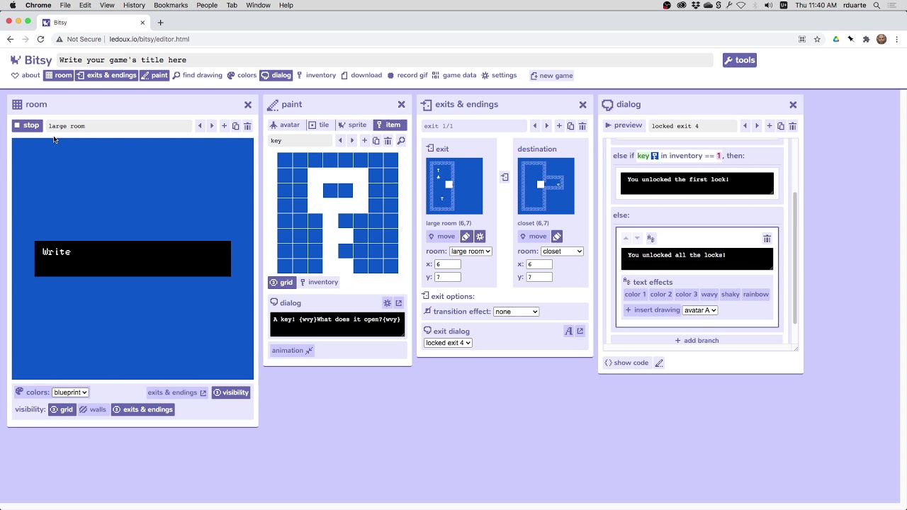 Advanced Bitsy 3 of 9: Requiring two keys, using more complex branches ...