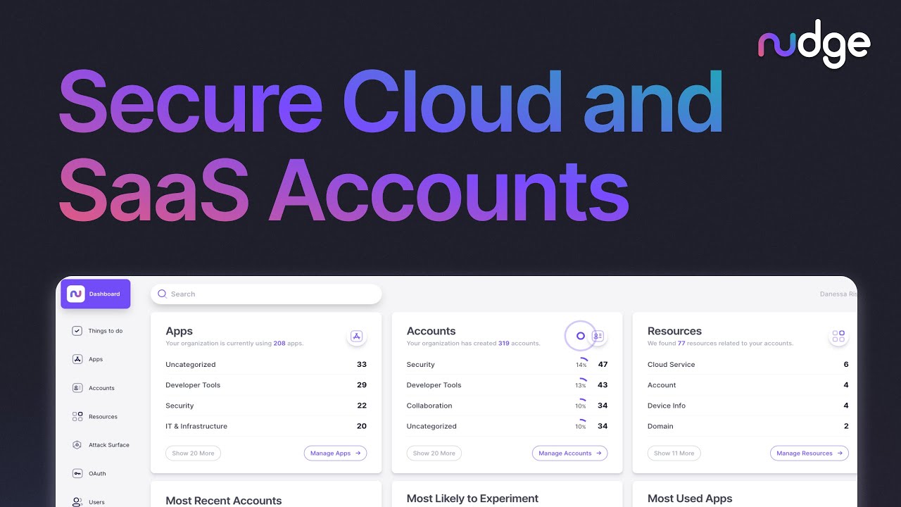 Nudge Security Secure Cloud and SaaS Accounts Product Walkthrough - YouTube