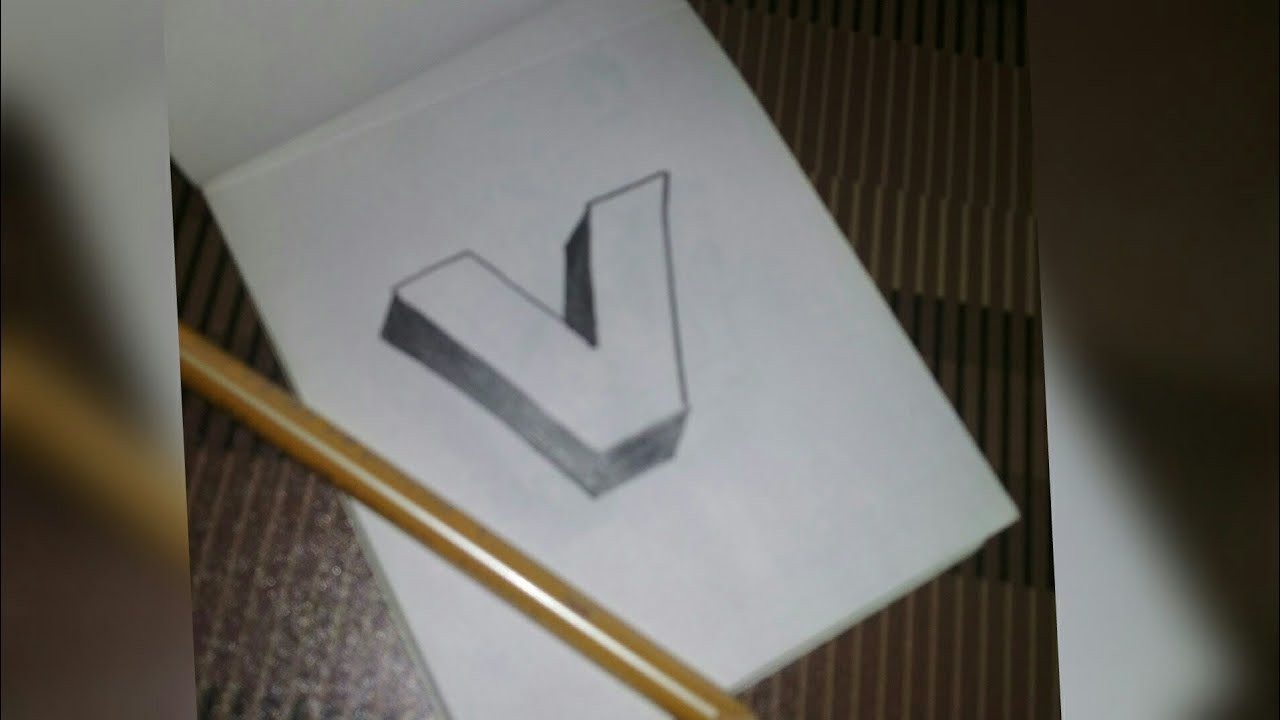 How To Draw 3D Letter V | Easy 3D Drawing |Stepwise Easy 3D Drawing ...