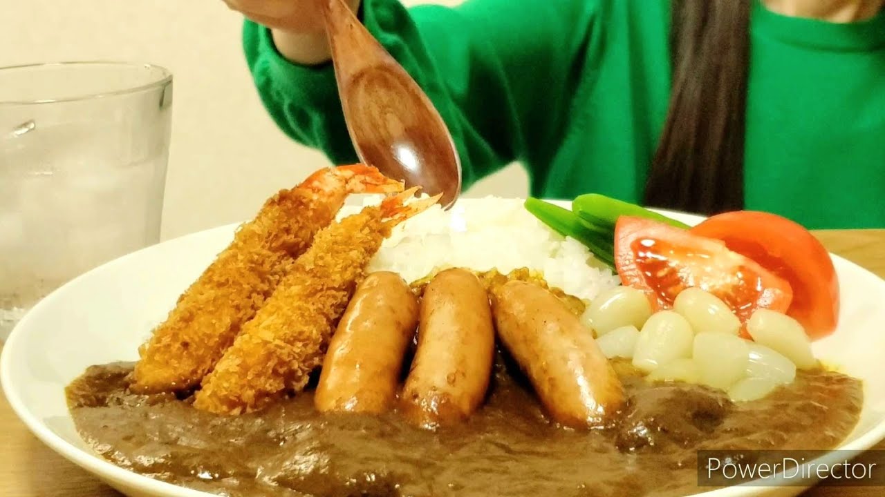 【ASMR】エビフライ ウインナー カレー【咀嚼音｜eating sounds｜MUKBANG｜먹방】fried shrimp wiener ...