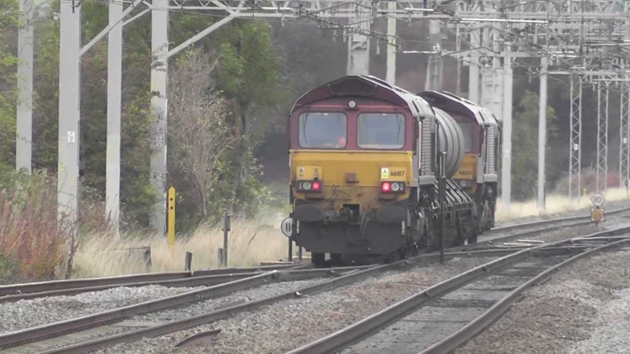 DB Schenker (EWS) Class 66 66124 & 66187 RHTT - Rugeley Trent Valley ...