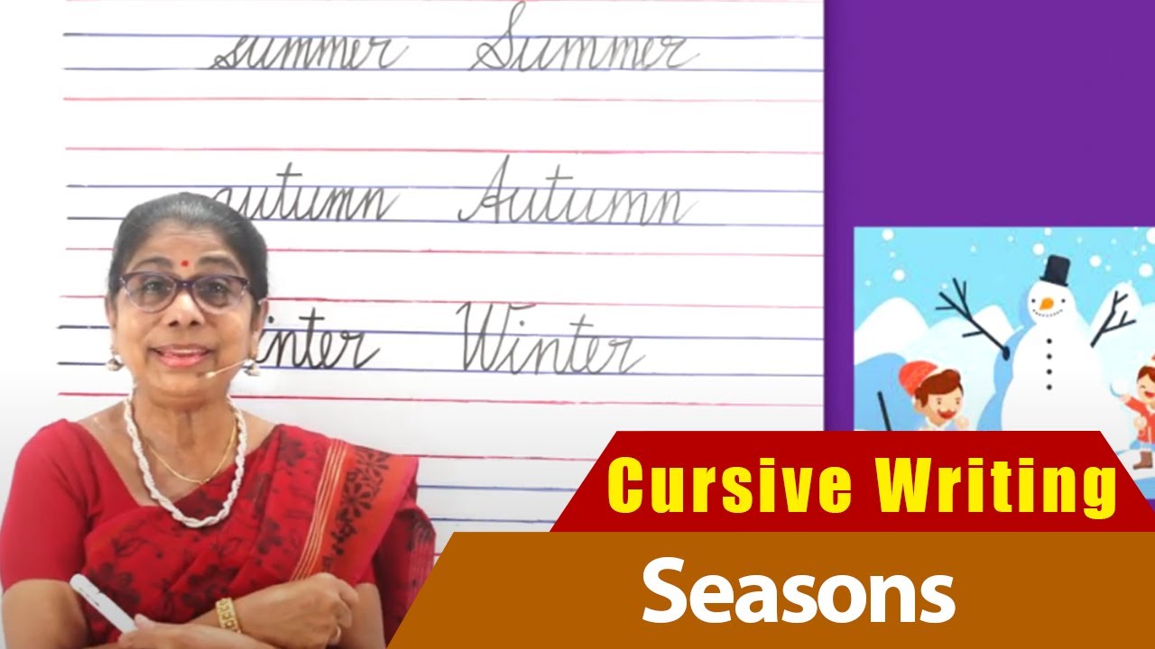 Seasons | How to write English Cursive writing | Cursive handwriting ...