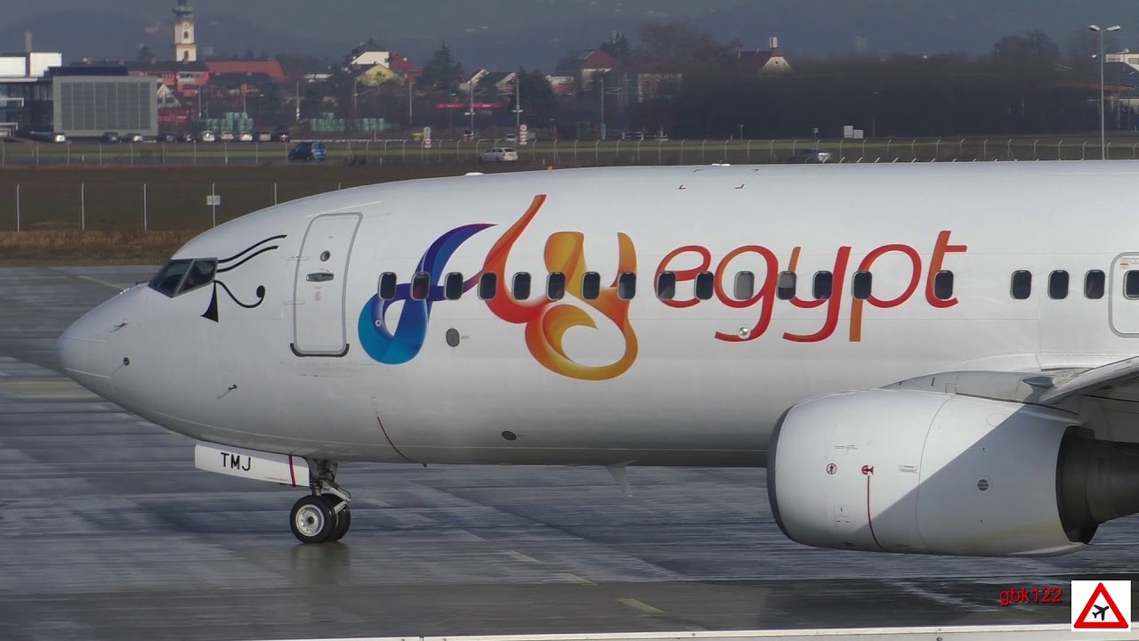 flyegypt Boeing 737-800 taxi and take off II SU-TMJ - YouTube