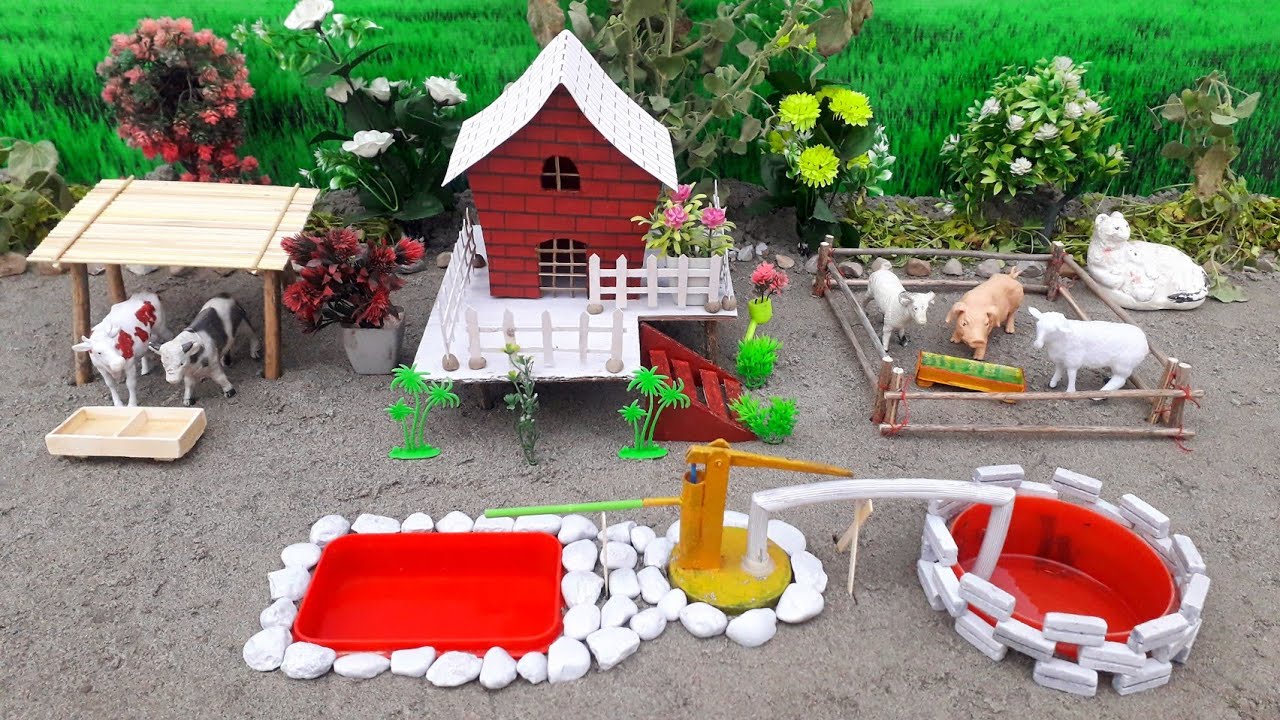 DIY making mini Farm Diorama with House for Cow, Pig,sheep | Mini Hand ...
