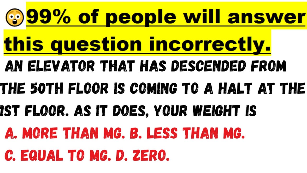 😱 Only 1% Can Answer This Elevator Physics Question Correctly! - YouTube