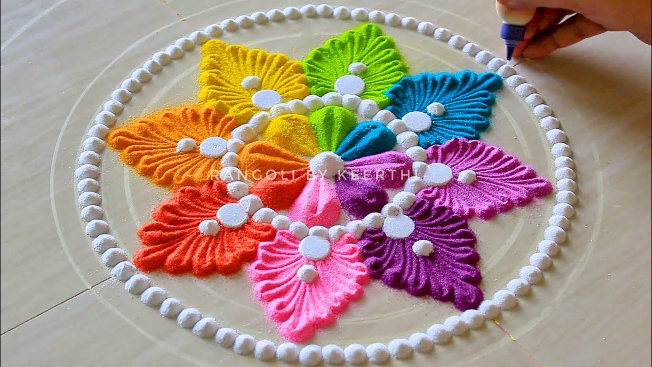 Big multicolour rangoli for diwali l navratri rangoli designs with ...