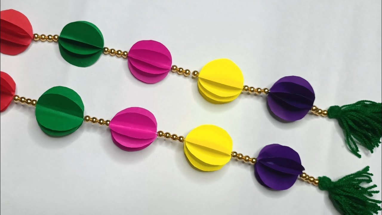 How To Make Side Door Hanging Toran। Easy Toran Making Idea With Paper ...