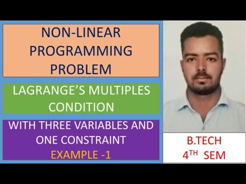 NON-LINEAR PROGRAMMING PROBLEM WITH THREE VARIABLES AND ONE CONSTRAINT ...