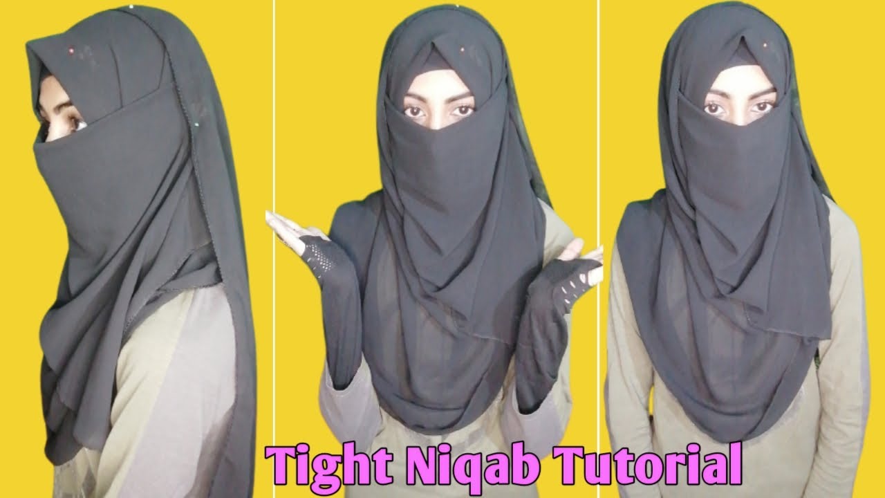Tight Niqab Tutorial For College Students | Chiffon Black Hijab With ...